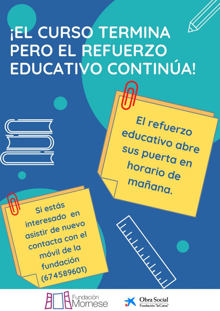 EL CURSO TERMINA PERO EL REFUERZO SIGUE – Fundación Mornese
